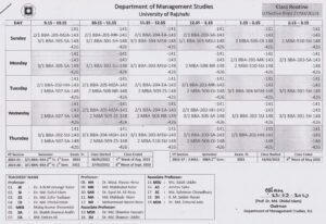 Class Routine – Department of Management studies